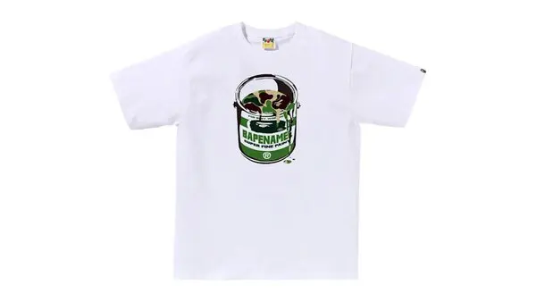 A BATHING APE Abc Camo Paint Can Tee Shirt - White/green