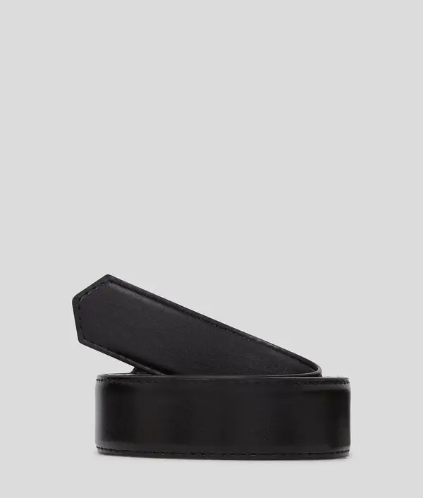 Karl Lagerfeld Smooth Leather Belt With Gold-tone Logo Buckle