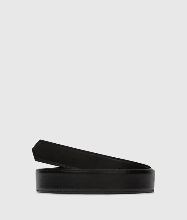 Karl Lagerfeld Classic Leather Belt With Engraved Buckle - Black/gold