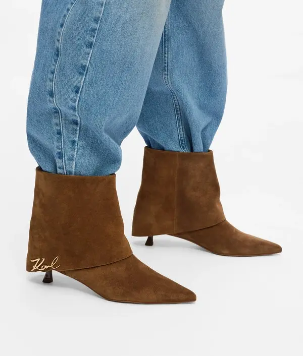 Karl Lagerfeld Pasha Fold-down Suede Ankle Boots