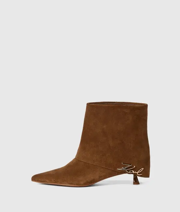 Karl Lagerfeld Pasha Fold-down Suede Ankle Boots - Brown