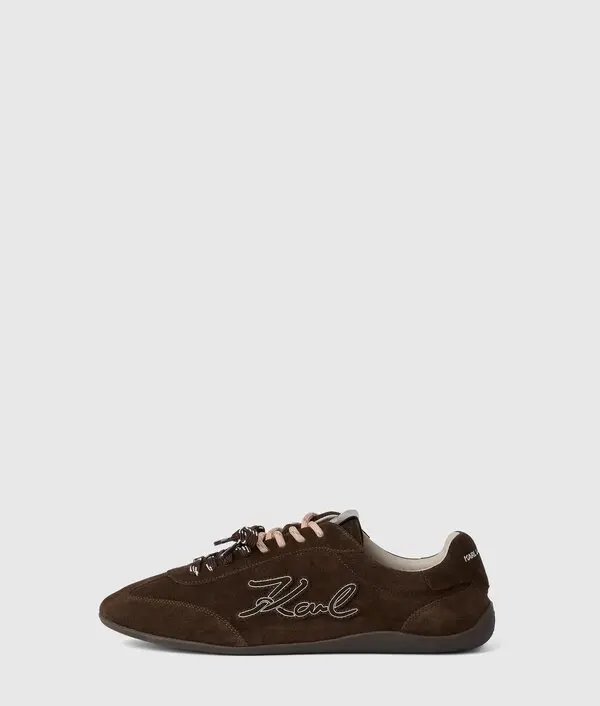 Karl Lagerfeld Altia Suede Signature Lace-up Sneakers - Brown