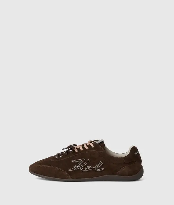 Karl Lagerfeld Altia Suede Signature Lace-up Sneakers - Brown