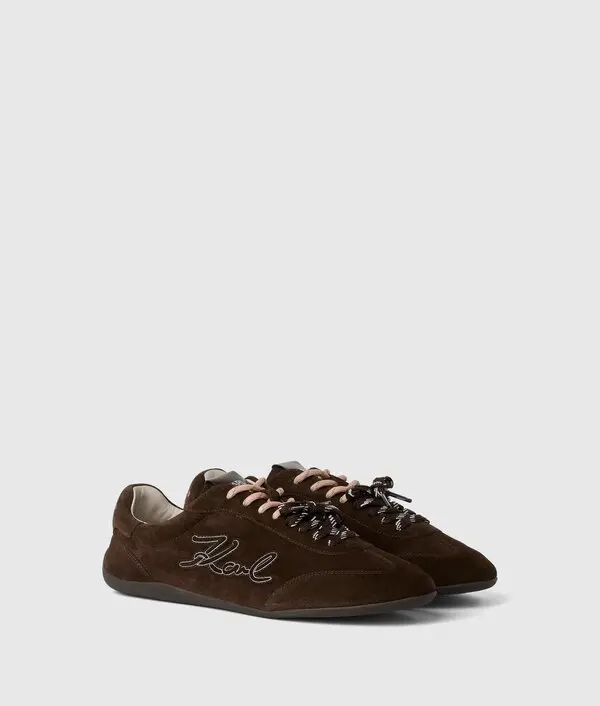 Karl Lagerfeld Altia Suede Signature Lace-up Sneakers
