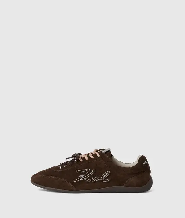Karl Lagerfeld Altia Suede Signature Lace-up Sneakers - Brown