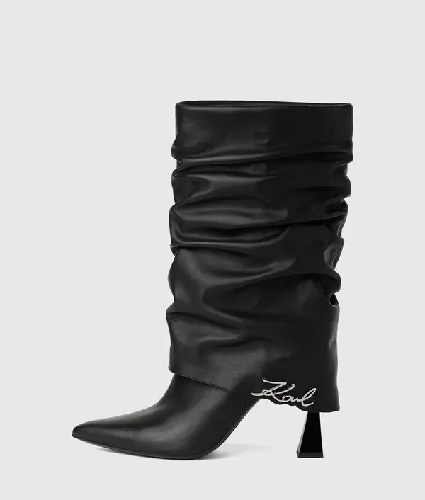 Karl Lagerfeld Debutante Midi Slouch Boots - Black