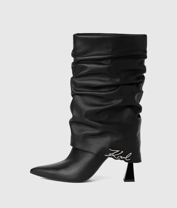 Karl Lagerfeld Debutante Midi Slouch Boots - Black