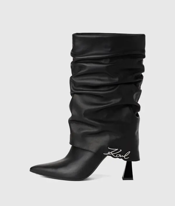 Karl Lagerfeld Debutante Midi Slouch Boots - Black