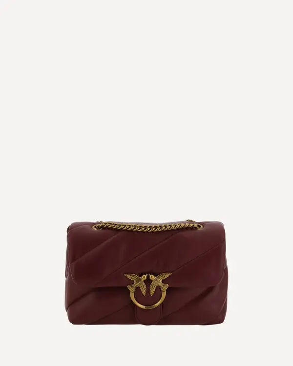 Pinko Love Classic Quilted Leather Shoulder Bag - Red