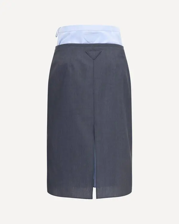 Prada Double-layer Midi Skirt In Cotton And Linen