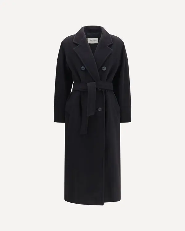 Max Mara 101801 Madame Double-breasted Wool & Cashmere Coat - Black