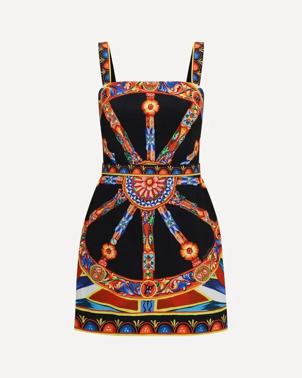 Dolce & Gabbana Fitted Printed Boat-neck Dress