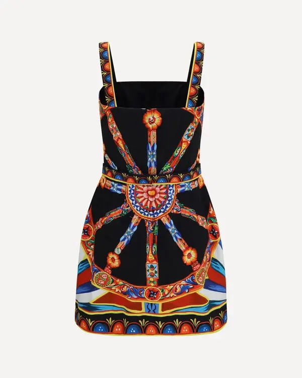 Dolce & Gabbana Fitted Printed Boat-neck Dress