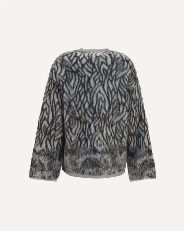 FORTE_FORTE Heron Feather Motif Brushed Cardigan