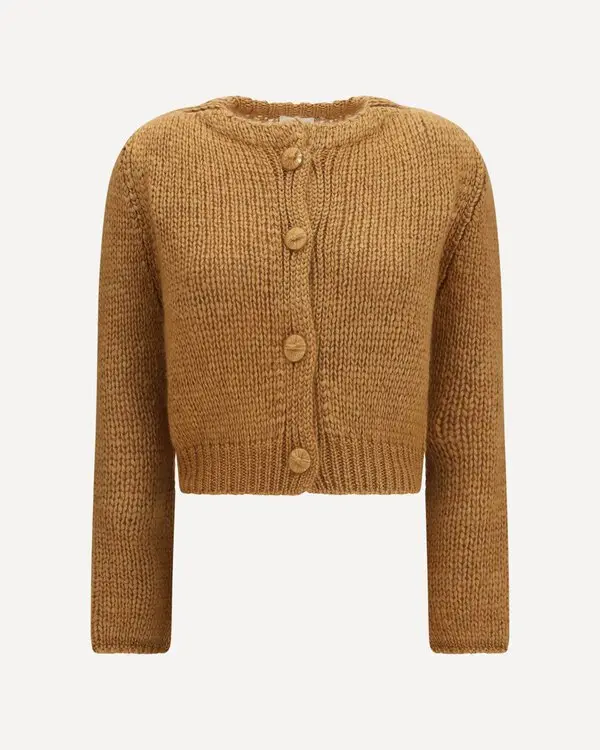 FORTE_FORTE Chunky Knit Cardigan With Buttons - Brown