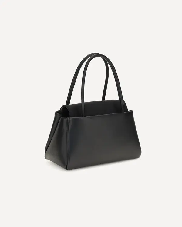 Prada Calfskin Leather Top Handle Bag With Triangle Logo - Black