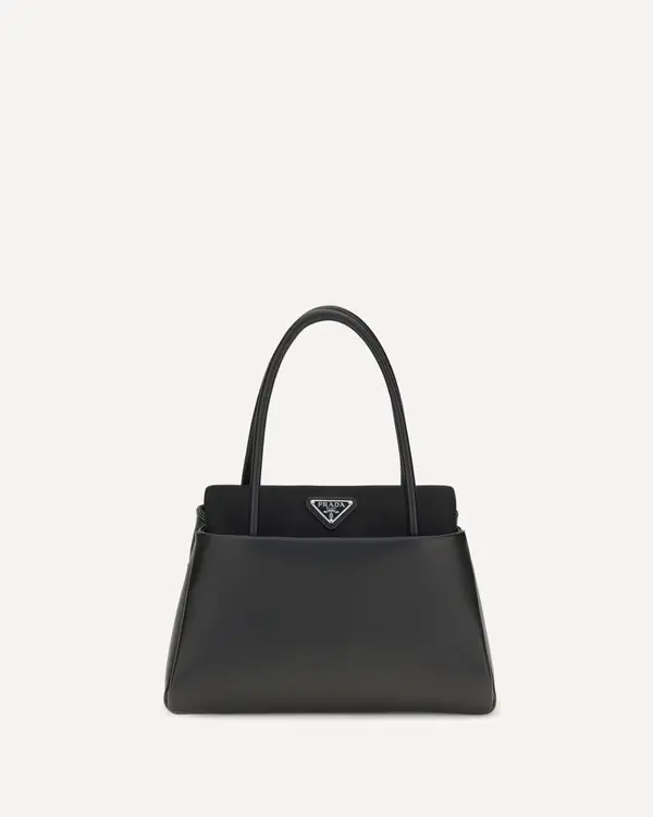 Prada Calfskin Leather Top Handle Bag With Triangle Logo