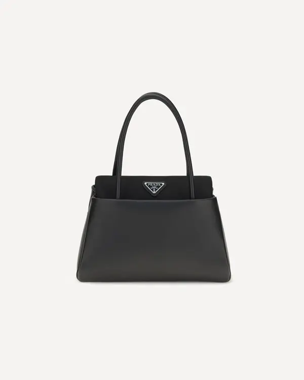 Prada Calfskin Leather Top Handle Bag With Triangle Logo