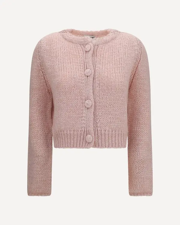 FORTE_FORTE Chunky Knit Button Cardigan - Pink