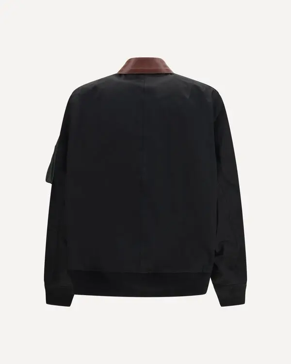 Sacai Cotton Bomber Jacket With Leather Details