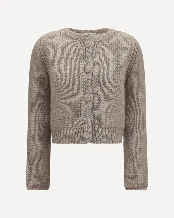 FORTE_FORTE Chunky Knit Cardigan With Buttons - Beige