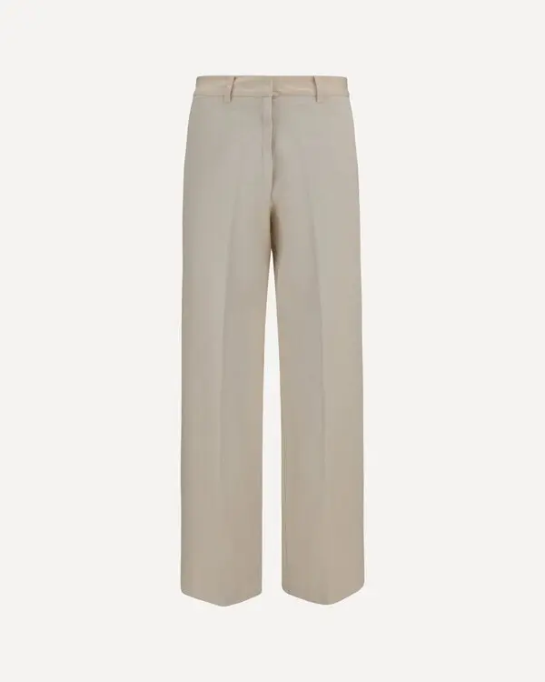 FORTE_FORTE Wide-leg Cotton Chino Trousers - Beige