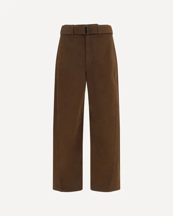 LEMAIRE Heavy Dyed Twill Belted Pants - Brown