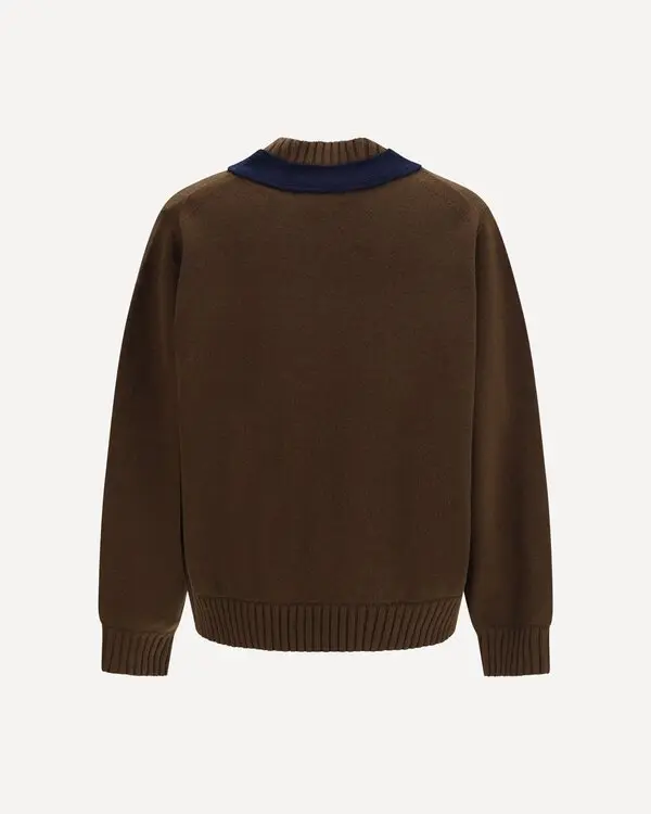 Sacai Wool Knit Cardigan With Integrated Scarf