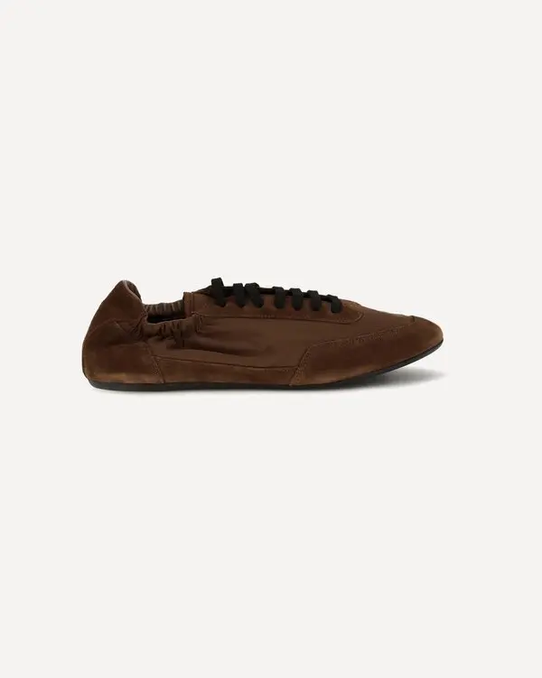 Prada Re-nylon And Suede Collapse Sneakers - Brown