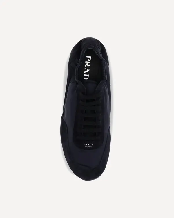Prada Collapse Sneakers In Re-nylon And Suede - Blue