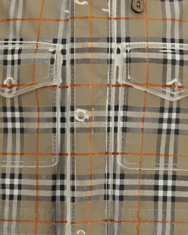 Burberry Gabardine Parka With Faded Check Print
