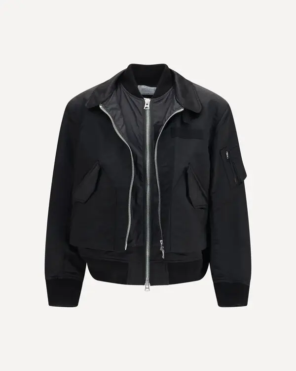 Sacai Cotton Chino And Nylon Twill Double Jacket - Black