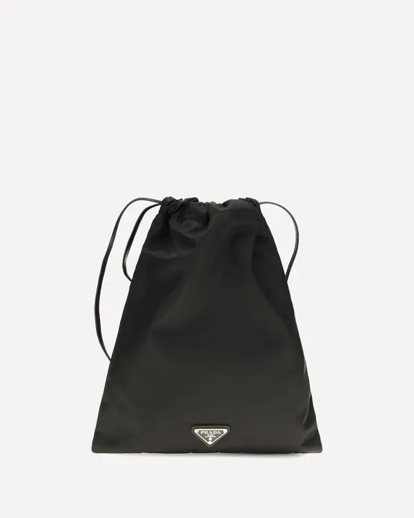 Prada Re-nylon Clutch With Drawstring Closure - Black