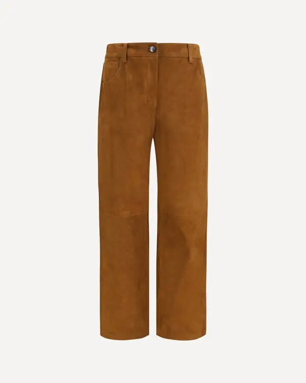 Magda Butrym Straight-leg Corduroy-effect Leather Pants - Brown