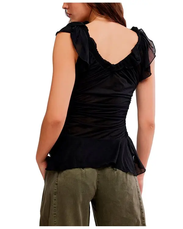 Free People Blythe Ruffle Front Vest - Black