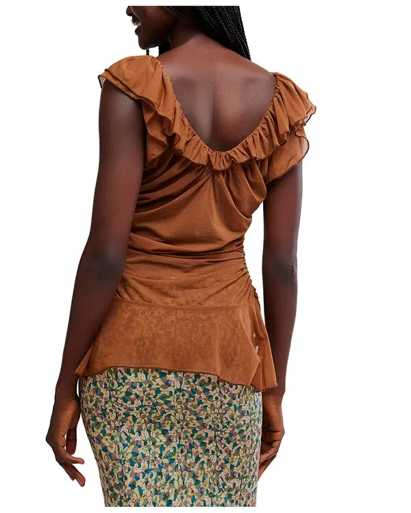 Free People Blythe Ruffle Front Vest - Sepia Clay