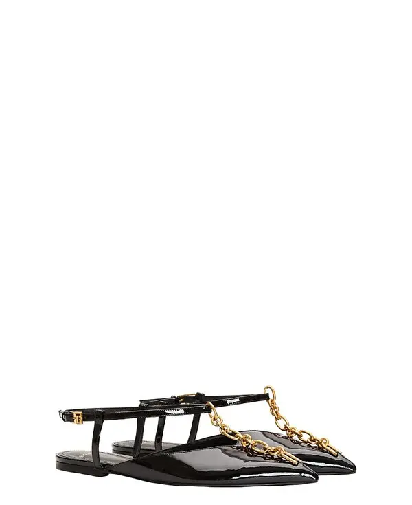 Balmain Sync Chain Sandals In Patent Leather - Black