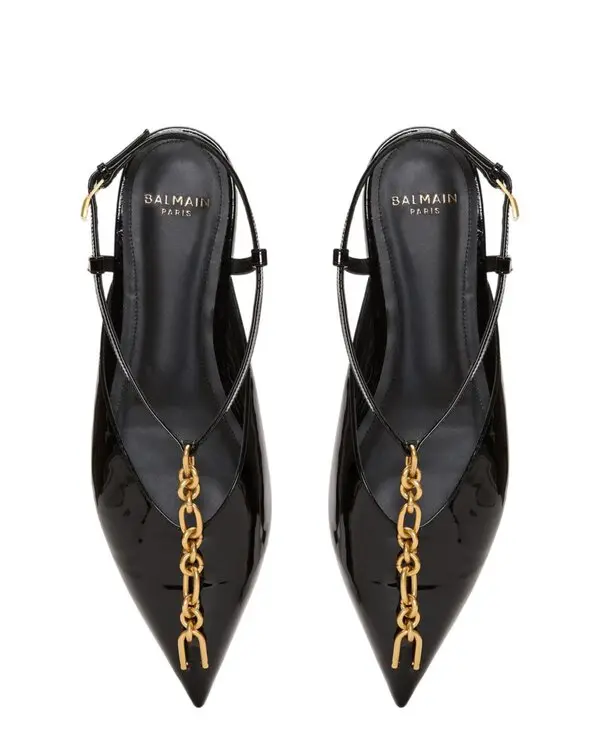 Balmain Patent Leather Sync Chain Sandals