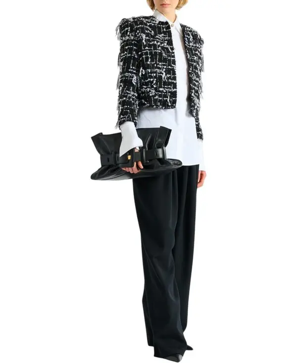 Balmain Cropped Jacket In Fringed Tweed
