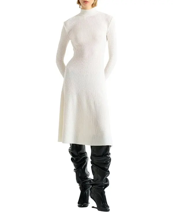 Balmain Long Ribbed Knit Dress - White