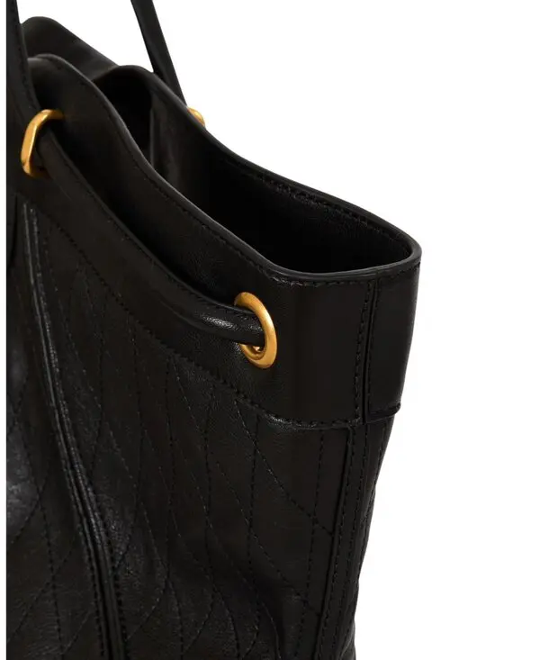 Balmain Large Tote In Topstitched Leather