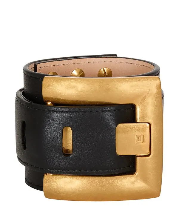 Balmain Anthem Smooth Leather Bracelet - Black