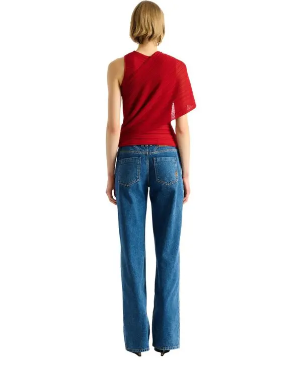 Balmain Sleeveless Asymmetrical Draped Viscose Top