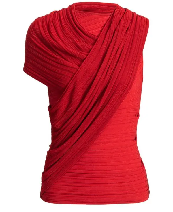 Balmain Sleeveless Asymmetrical Draped Viscose Top
