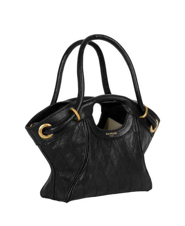 Balmain Small Smooth Leather Tote With Topstitching