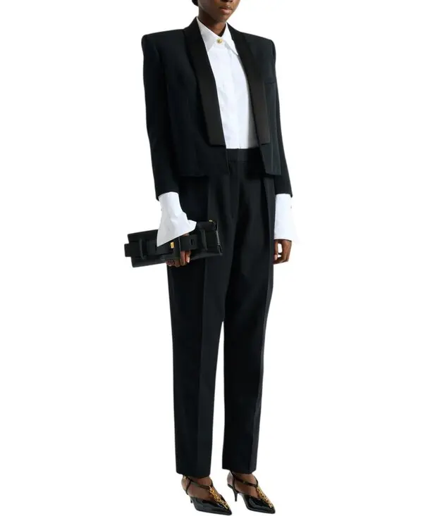 Balmain Cropped Grain De Poudre Blazer