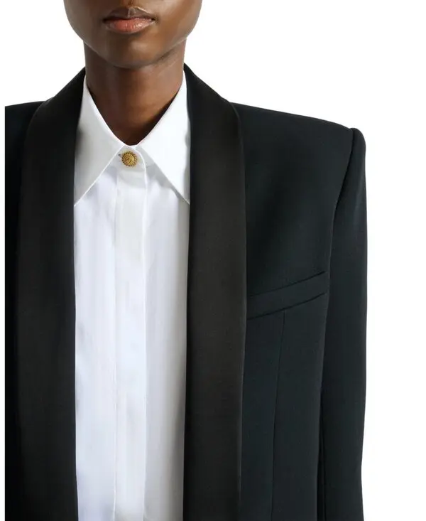 Balmain Cropped Grain De Poudre Blazer