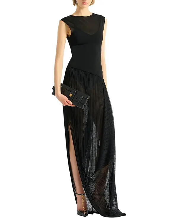 Balmain Long Draped Viscose Gown