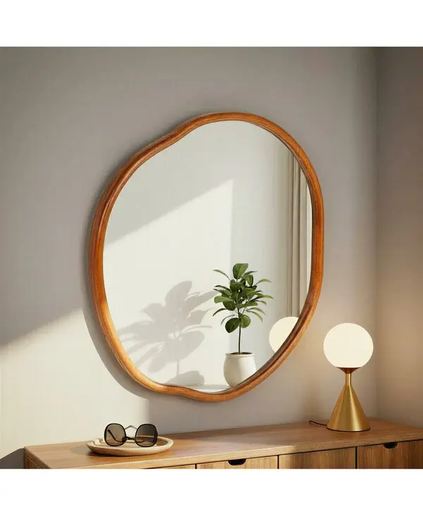 ROWENA INTERIORS Organic Wall Mirror With Wood Frame
