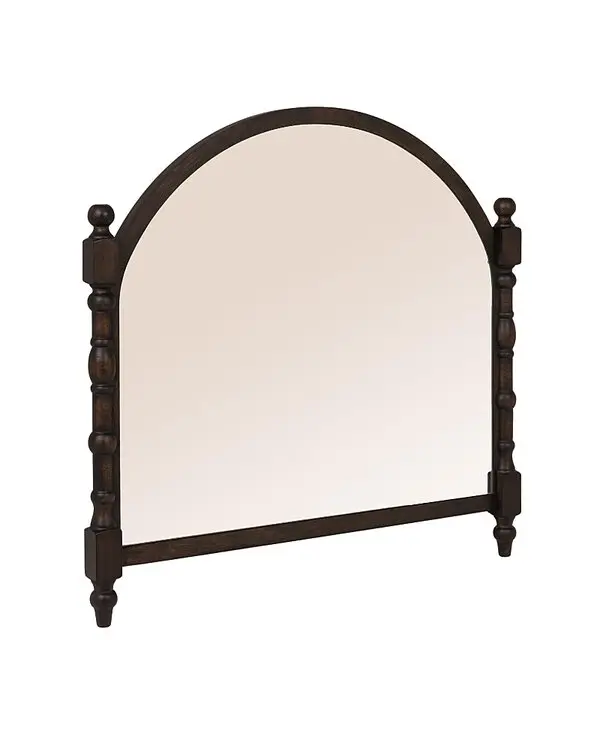 ROWENA INTERIORS Arched Wall Mirror With Wood Dowel Frame - Dark Walnut